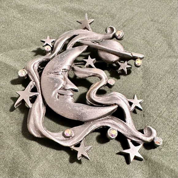 Jonette Jewelry Co | Jewelry | Jj Vintage Man In The Moon Pewter Brooch ...